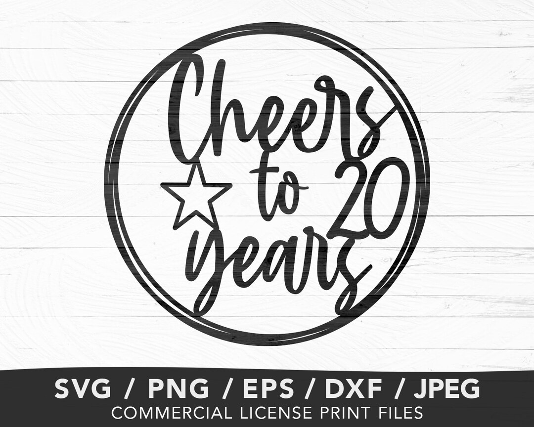 Cake Topper Svg, Cheers to 20 Years Svg, 20th Birthday, Hello 20 Svg ...