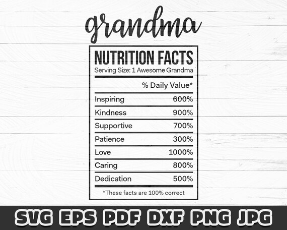 Grandma Nutrition Facts Svg Cut File Cricut Silhouette Etsy