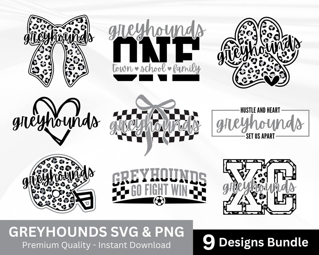Greyhounds Svg Png Bundle for Sports Team Shirt, Greyhound Mascot Png ...