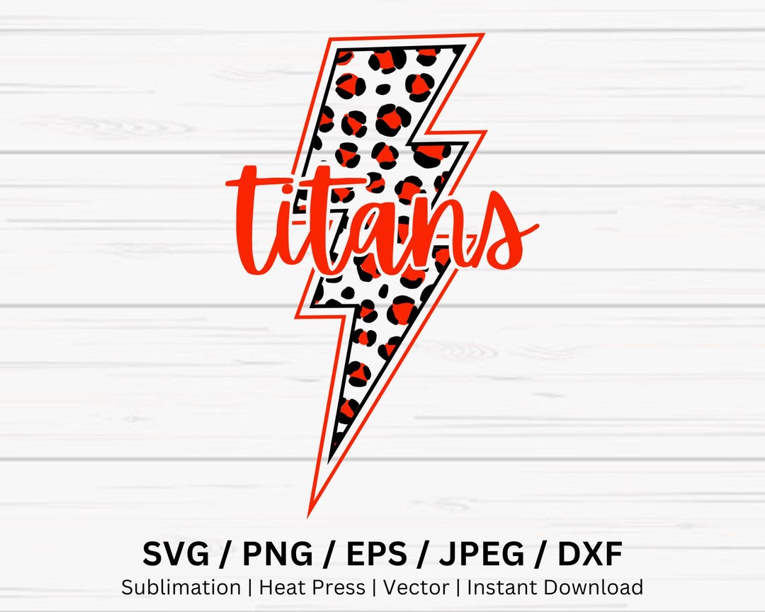 Titans Leopard Png, Lightning Bolt Mascot, Sublimation Design, Titans ...