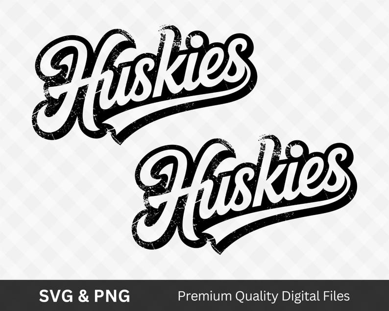 Retro Huskies Png in Script Font, Huskies Football Logo, Grunge Team ...