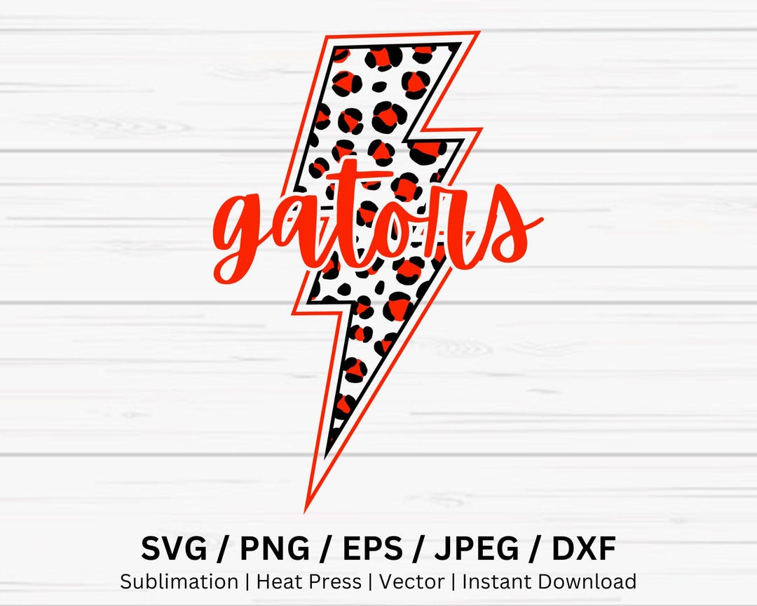 Gators Leopard Png, Lightning Bolt, Sublimation Design, Gators Mascot ...