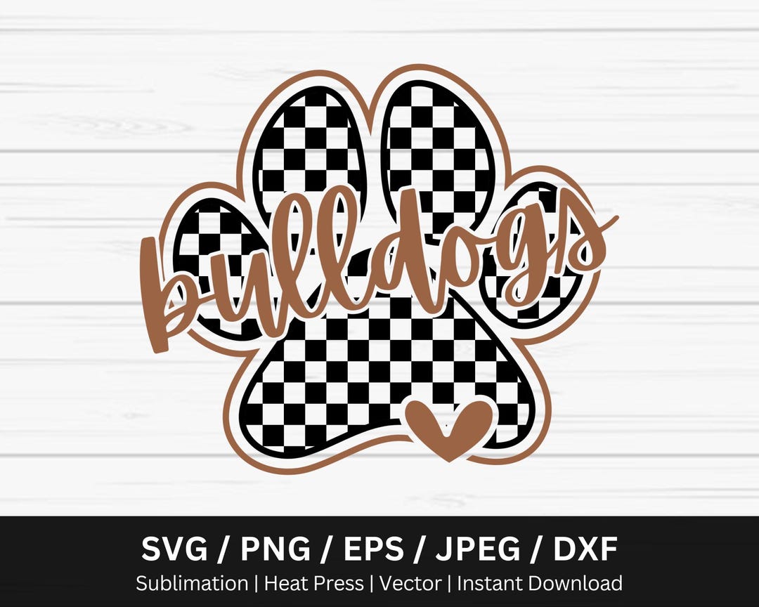 School Spirit Png, Checkered Paw and Small Heart With Team Name ...