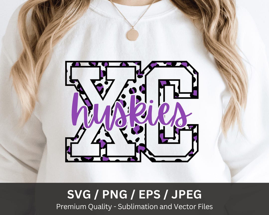 XC Huskies Leopard Print, Varsity Letters, Game Day (SVG PNG) - Etsy