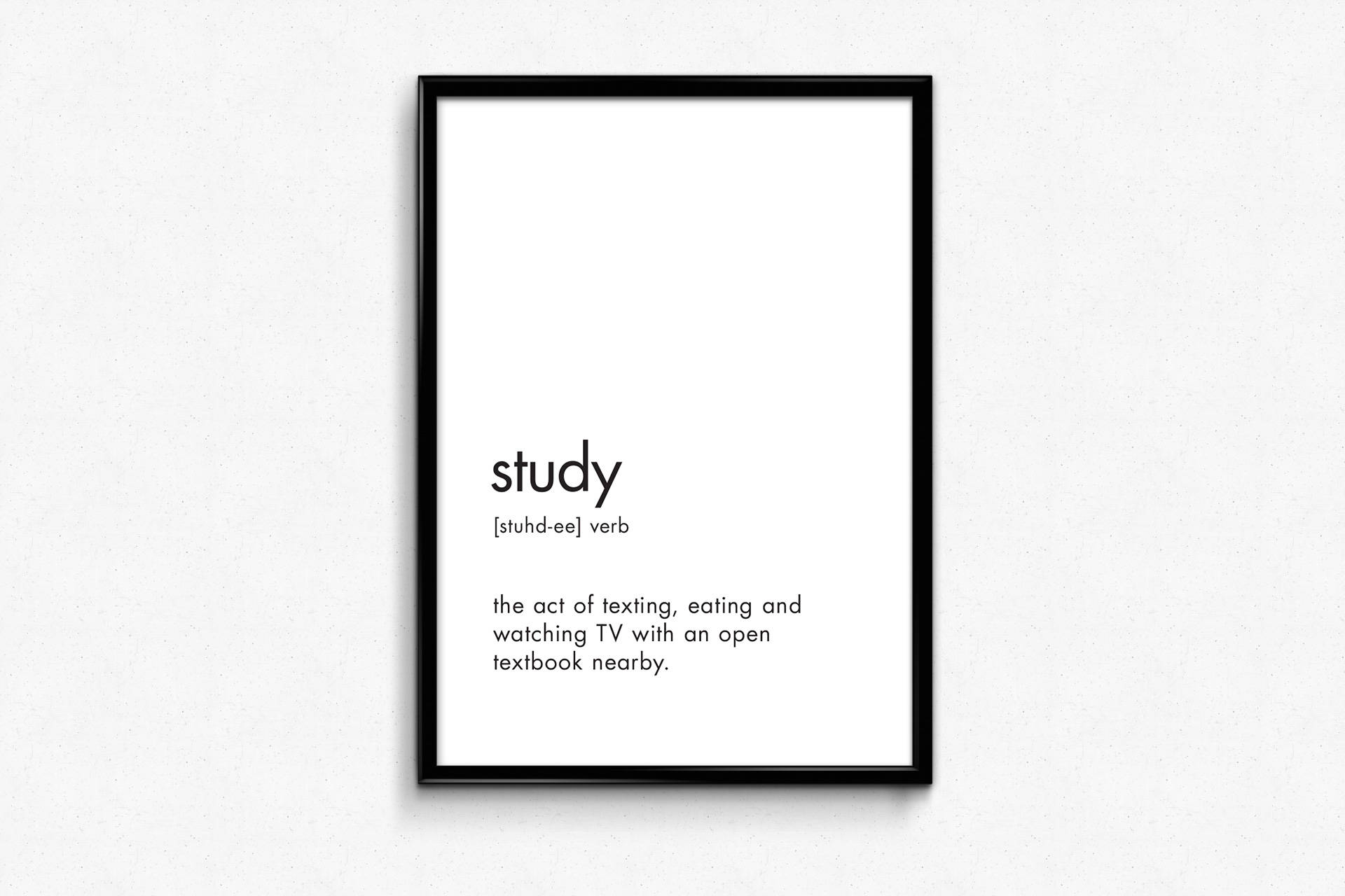 Study Definition Print Dorm Decor Girls Funny Definition Etsy