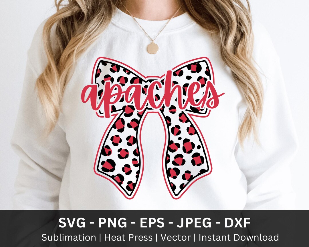 Apaches Bow Png Svg, Apaches Mascot Svg, Leopard Bow Png, Sublimation ...