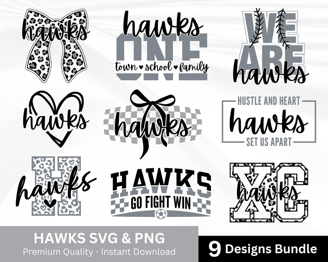 Hawks SVG PNG Bundle School Mascot Spirit Designs Cricut Cut Files ...