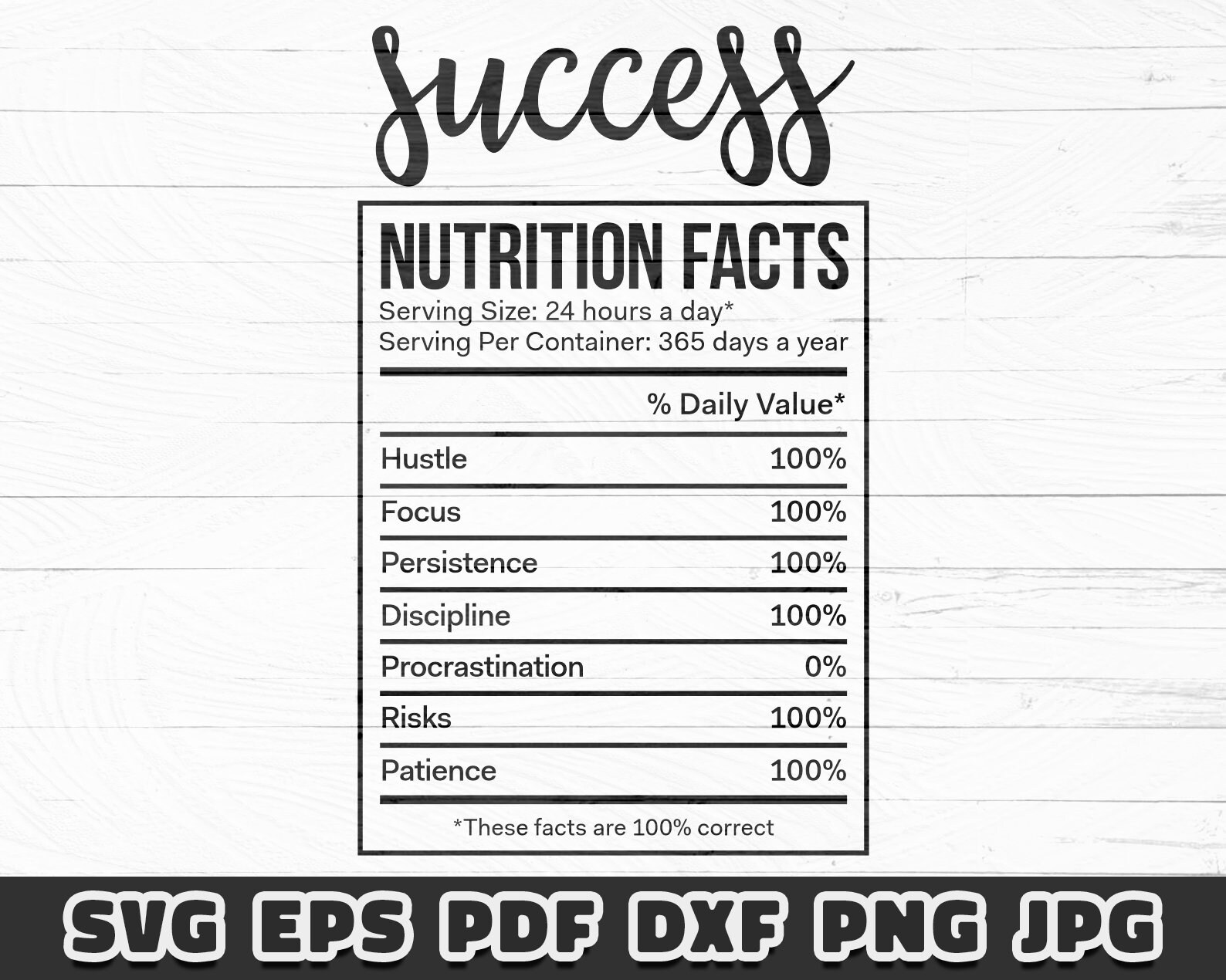 Success Nutrition Facts Svg Cut File Cricut Silhouette Etsy