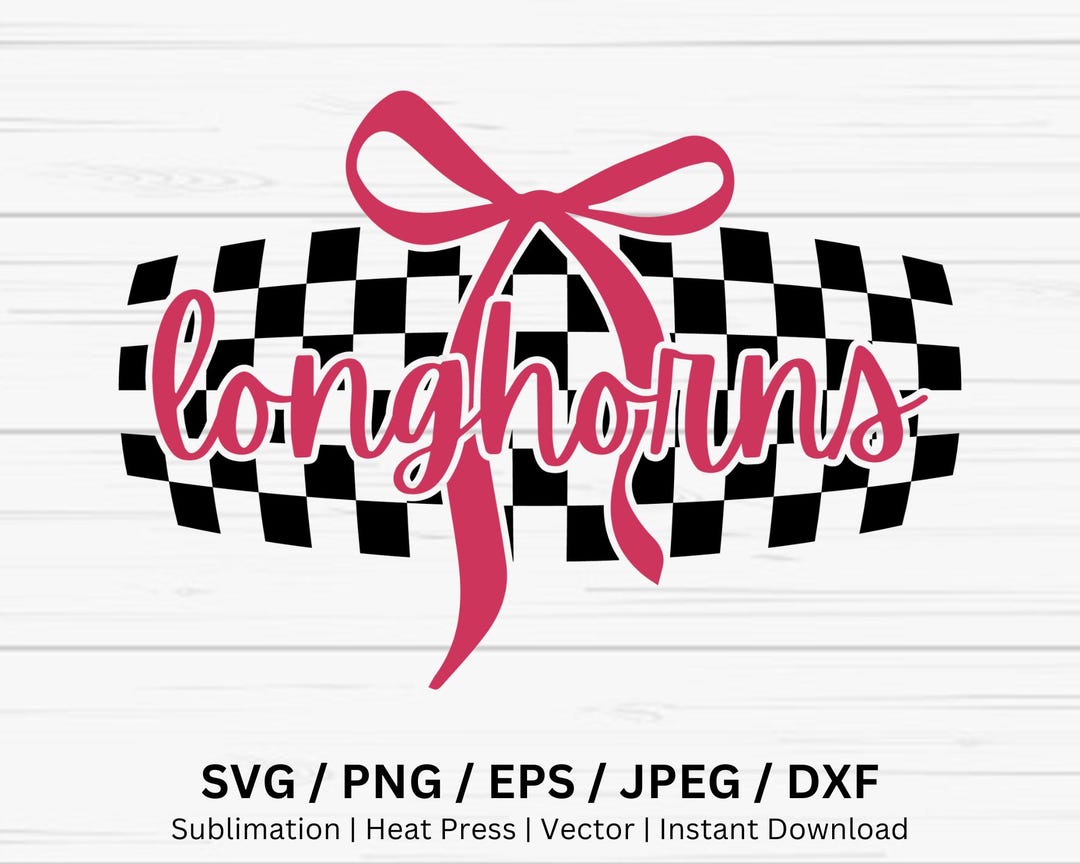 Longhorns Checkered Mascot With Bow PNG Image, Longhorns Merch, Clipart ...