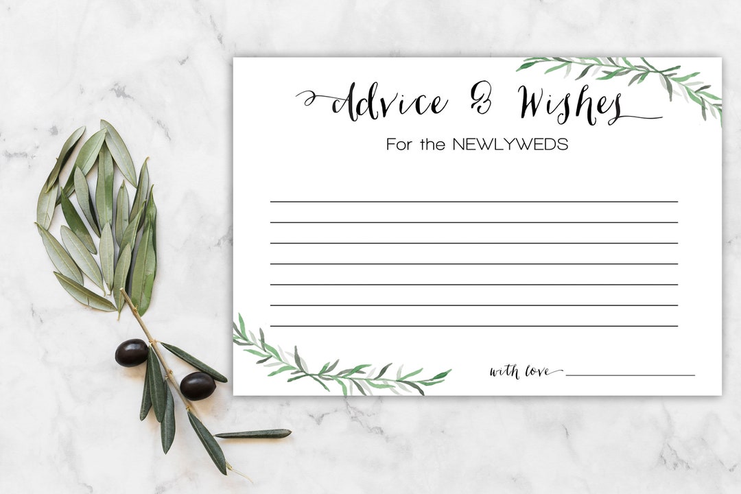 Wedding Advice Card Printable Printable Advice And Wishes For The