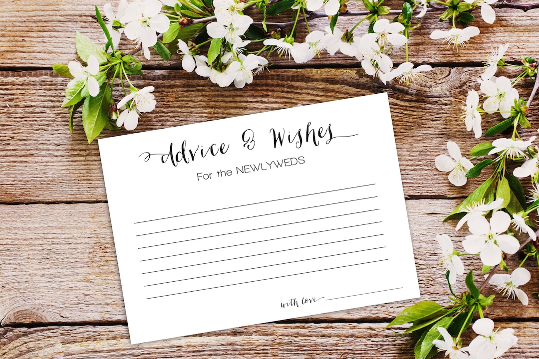 Wedding Advice Card PRINTABLE Printable Advice and Wishes for the ...