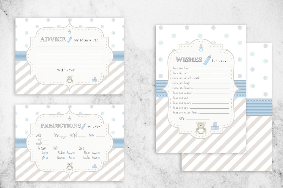Printable Package of Baby Shower Games, Printable Baby Shower Blue Dots ...