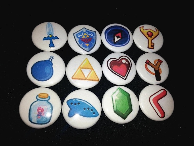 12 One-inch Legend of Zelda Item Buttons - Etsy