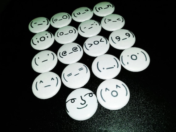 18 One-inch Japanese Emoji Button Pins | Etsy