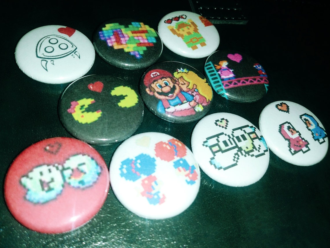 10 One-inch Video Game Valentines Button Pins - Etsy