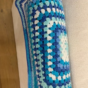 Small Blue Baby Handmade Crochet Granny Square Blankie - Etsy
