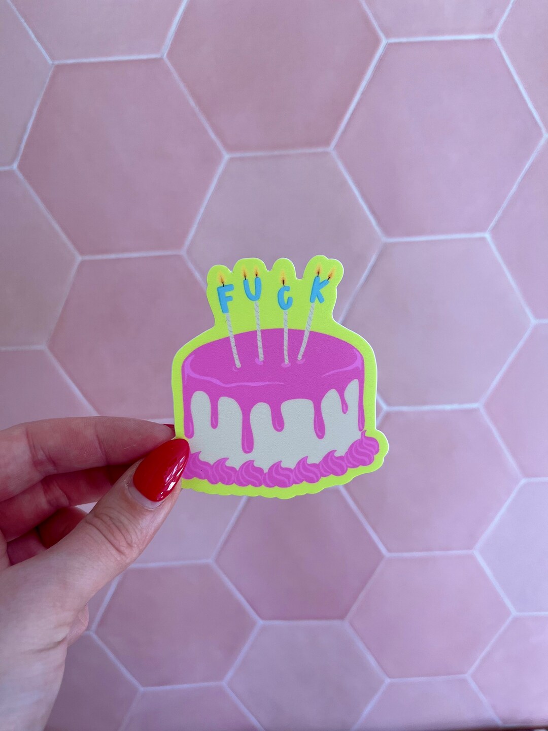 Fck Birthday Cake Sticker Birthday Candle Sticker - Etsy