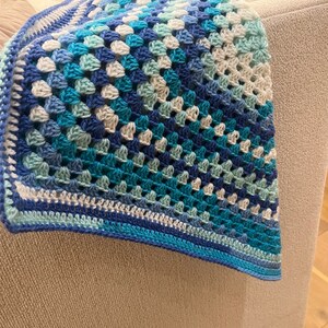 Small Blue Baby Handmade Crochet Granny Square Blankie - Etsy