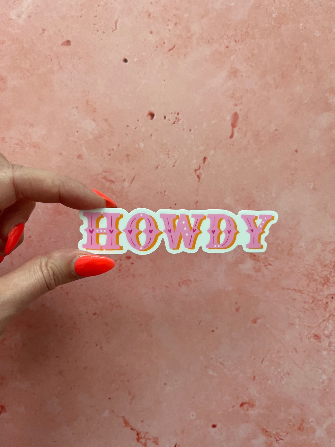 Pink and Orange Howdy Cowgirl Vinyl Sticker - Etsy