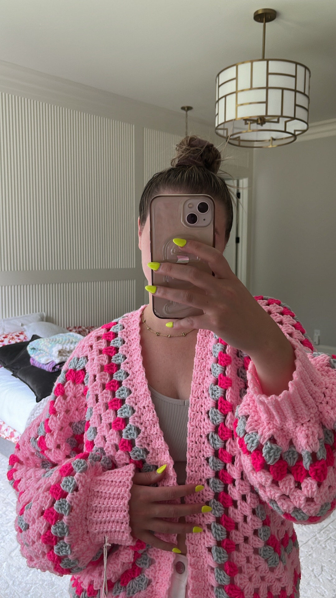 Bright Pink and Neon Pink Crochet Granny Square Cardigan Sweater - Etsy