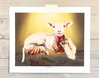 Lamb of God Have Mercy Art Print, Grant Us Peace, Jesus and Lamb ...