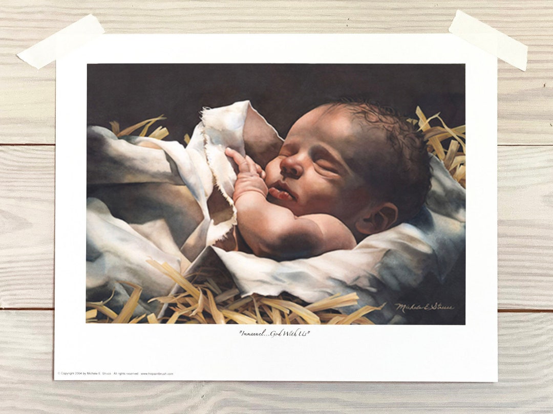 Baby Jesus Watercolor Art Print - "immanuel...god With Us" - Etsy
