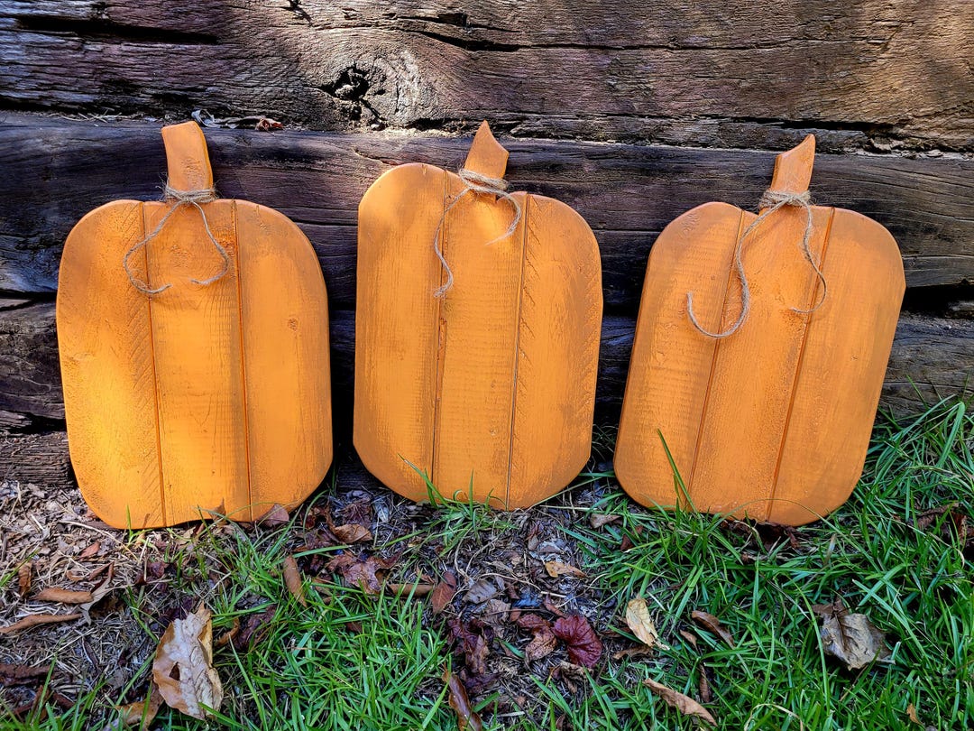 Handmade Wooden Pumpkins 15" Tall X 10.5" Wide. Fall/halloween Decor ...