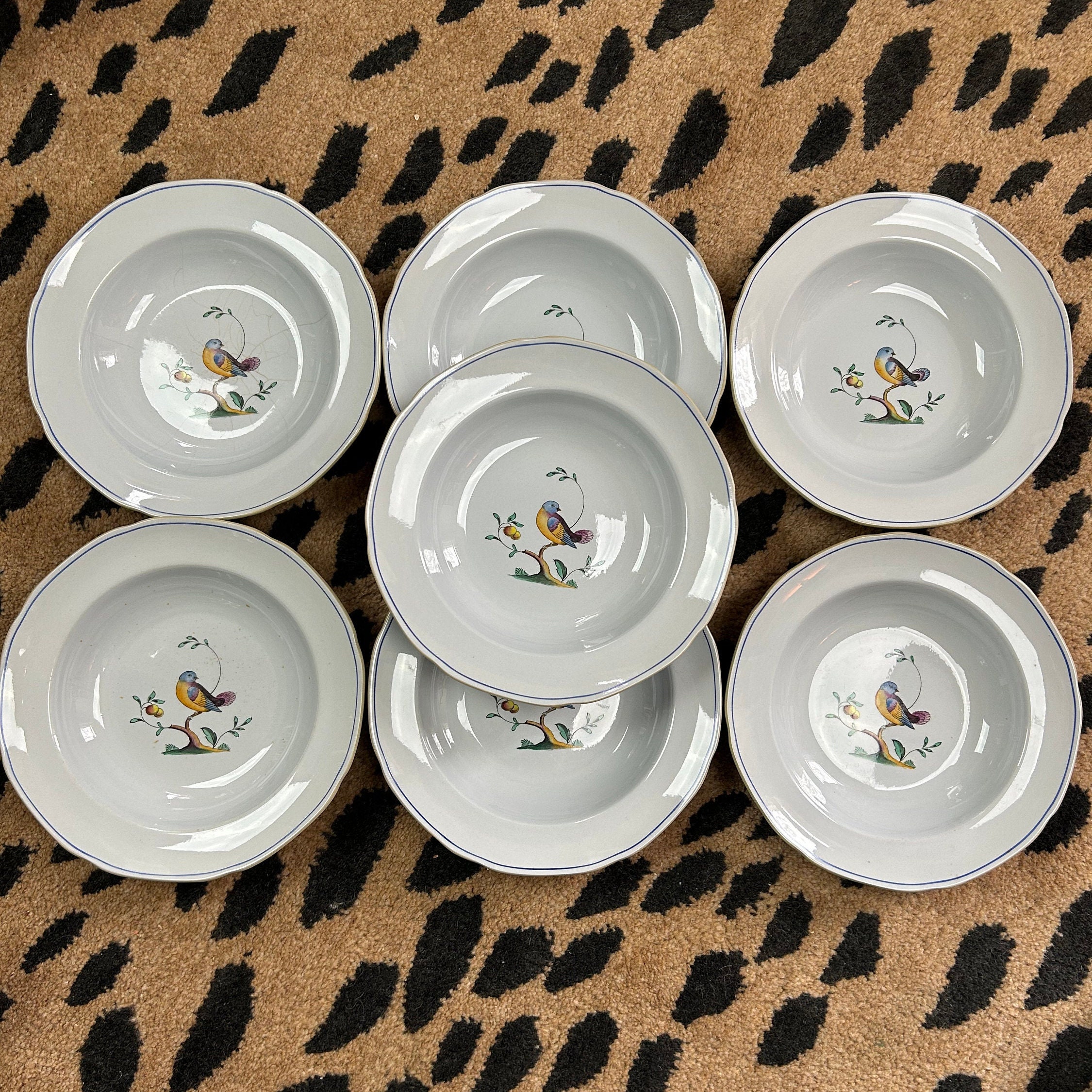 Vintage Spode QUEENS BIRD Soup Bowls set of 7 - Etsy