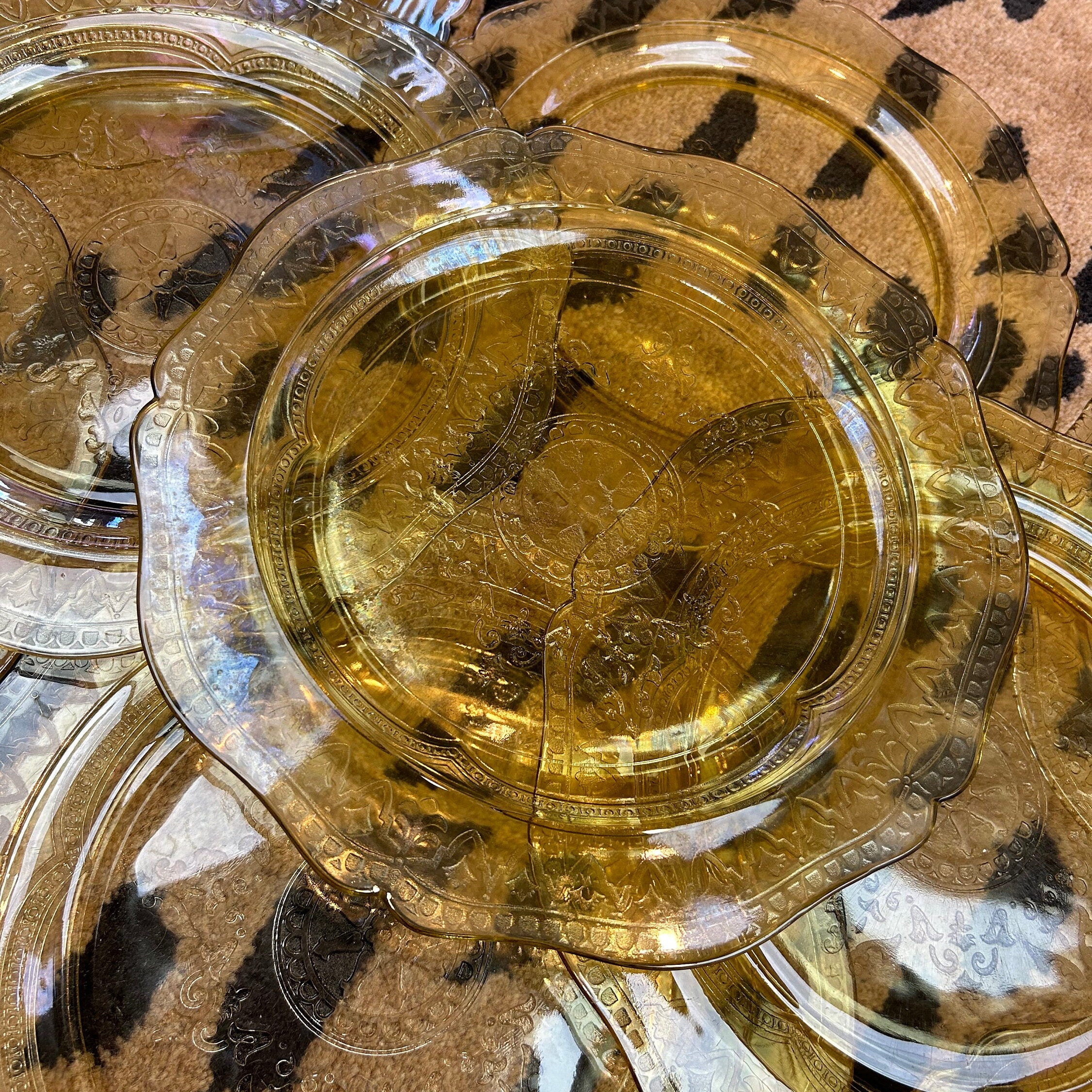 Vintage Federal Glass Company Patrician Amber Dinner Plates set 2 set ...