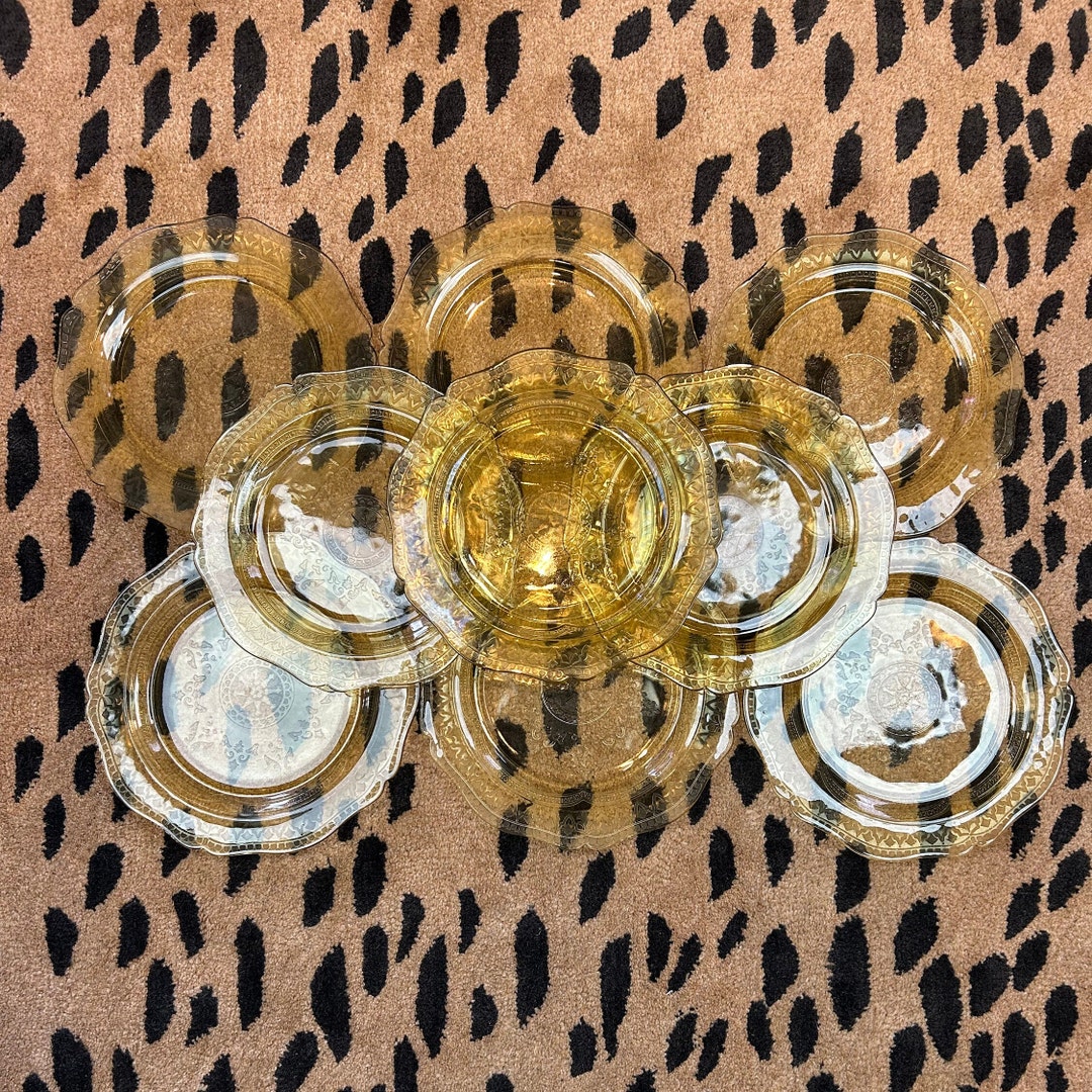 Vintage Federal Glass Company Patrician Amber Dinner Plates set 2 set ...