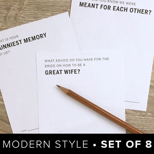 Wedding Question and Advice Cards for Guests Printable - Etsy