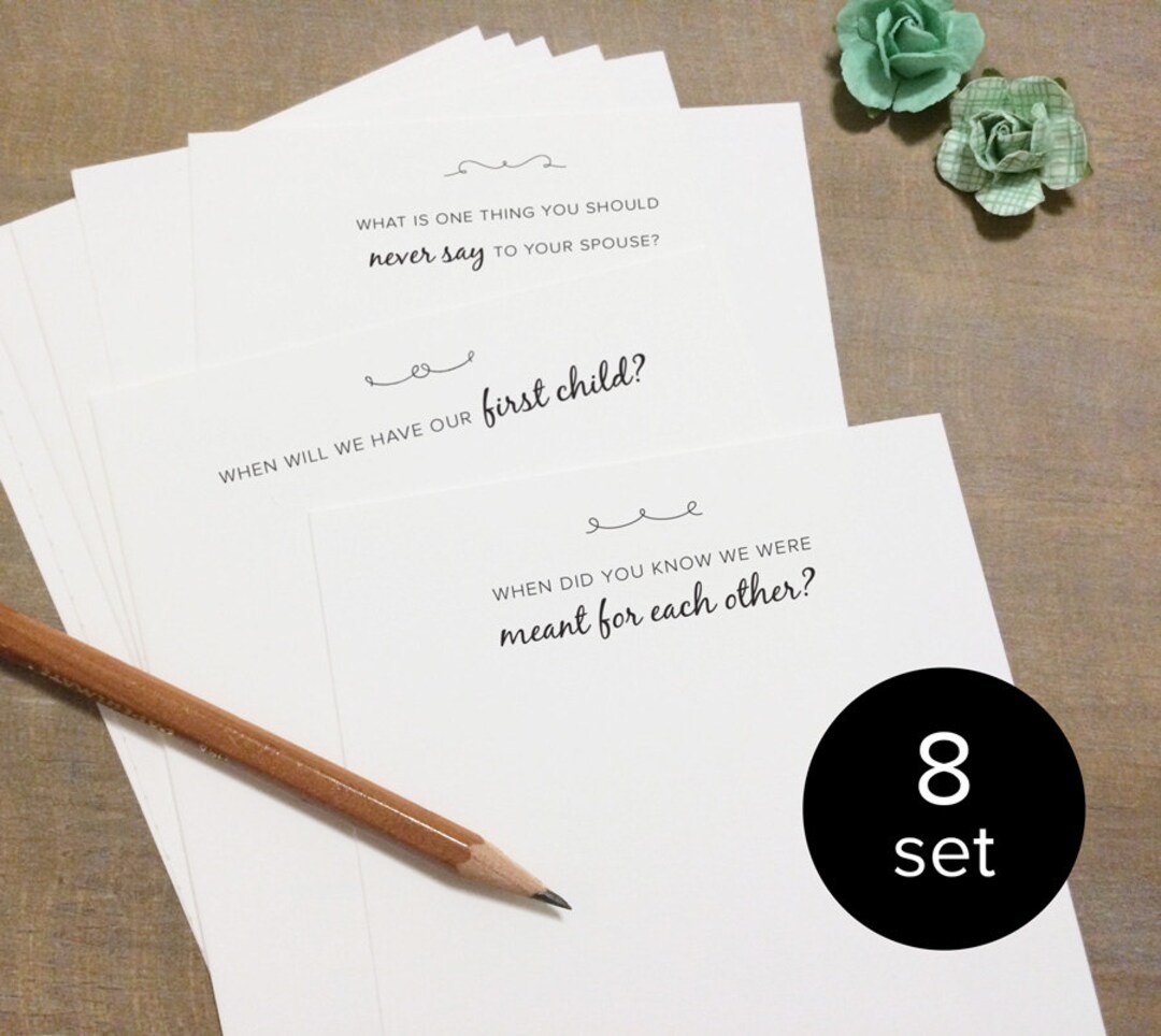 Wedding Game Question and Advice Cards - Printable Download (8) - Etsy