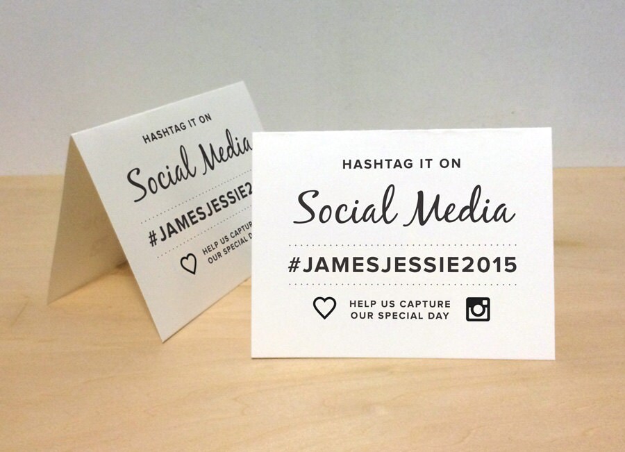 Wedding Hashtag Tent Card - Printable Download Custom Template - Etsy