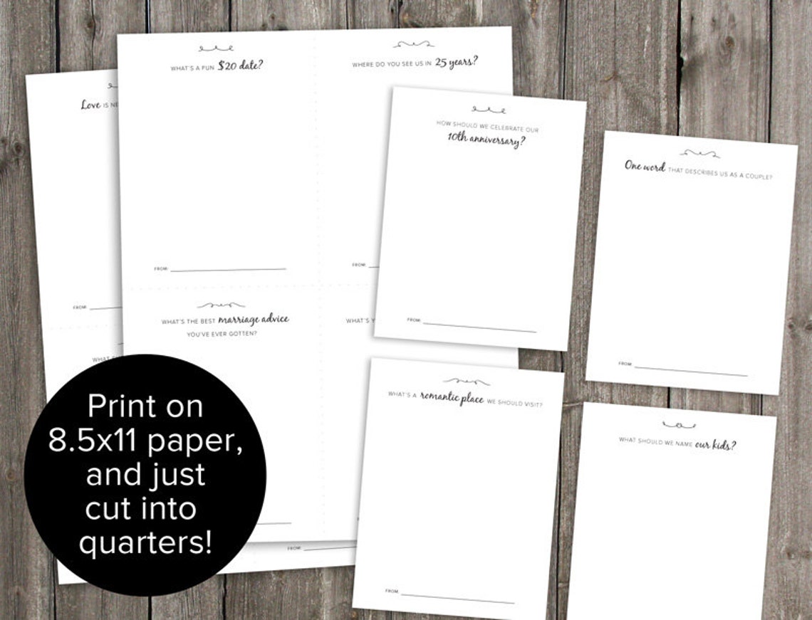 Wedding Question and Advice Cards for Guests Fun Guestbook - Etsy