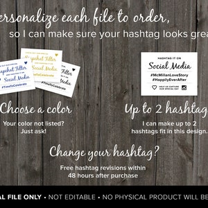 Wedding Hashtag Tent Card - Printable Download Custom Template - Etsy