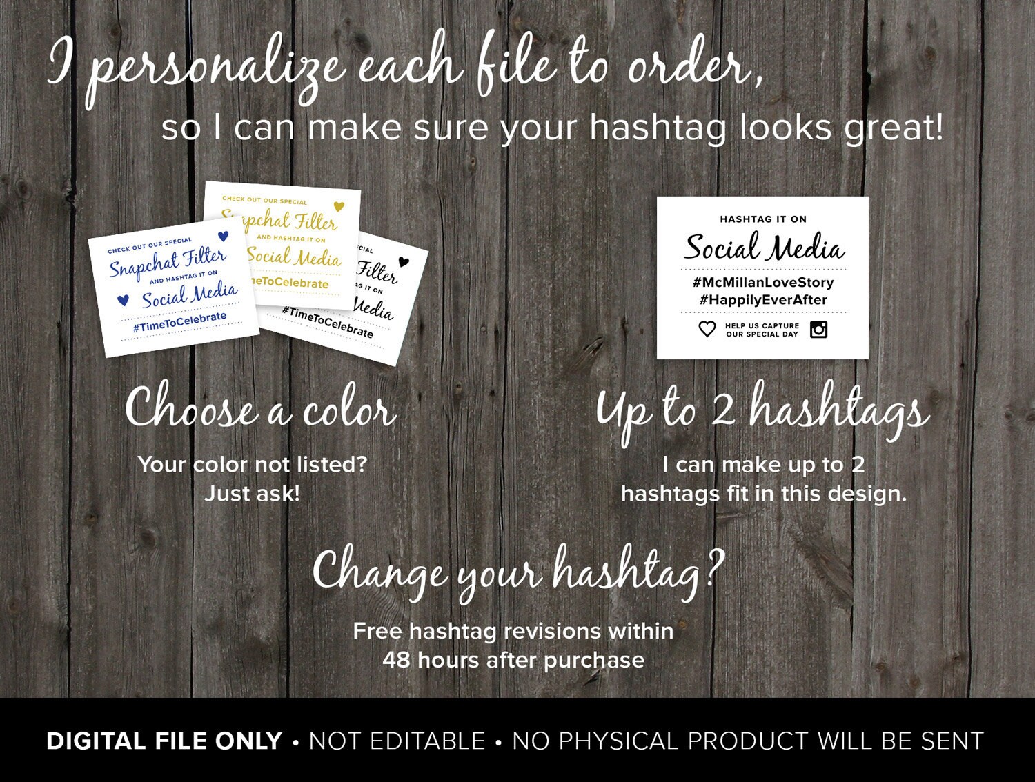 Wedding Hashtag Tent Card - Printable Download Custom Template - Etsy