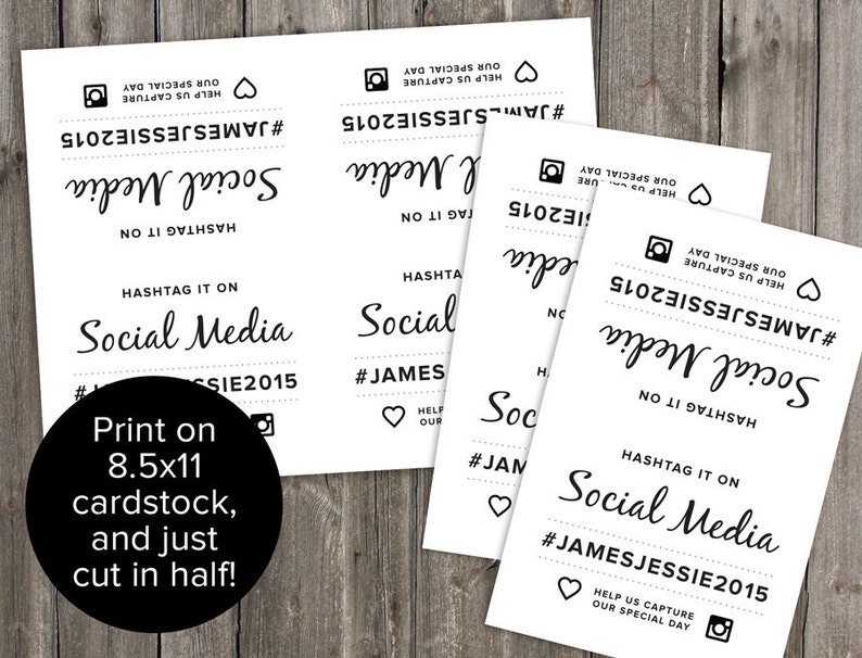 Wedding Hashtag Tent Card - Printable Download Custom Template - Etsy