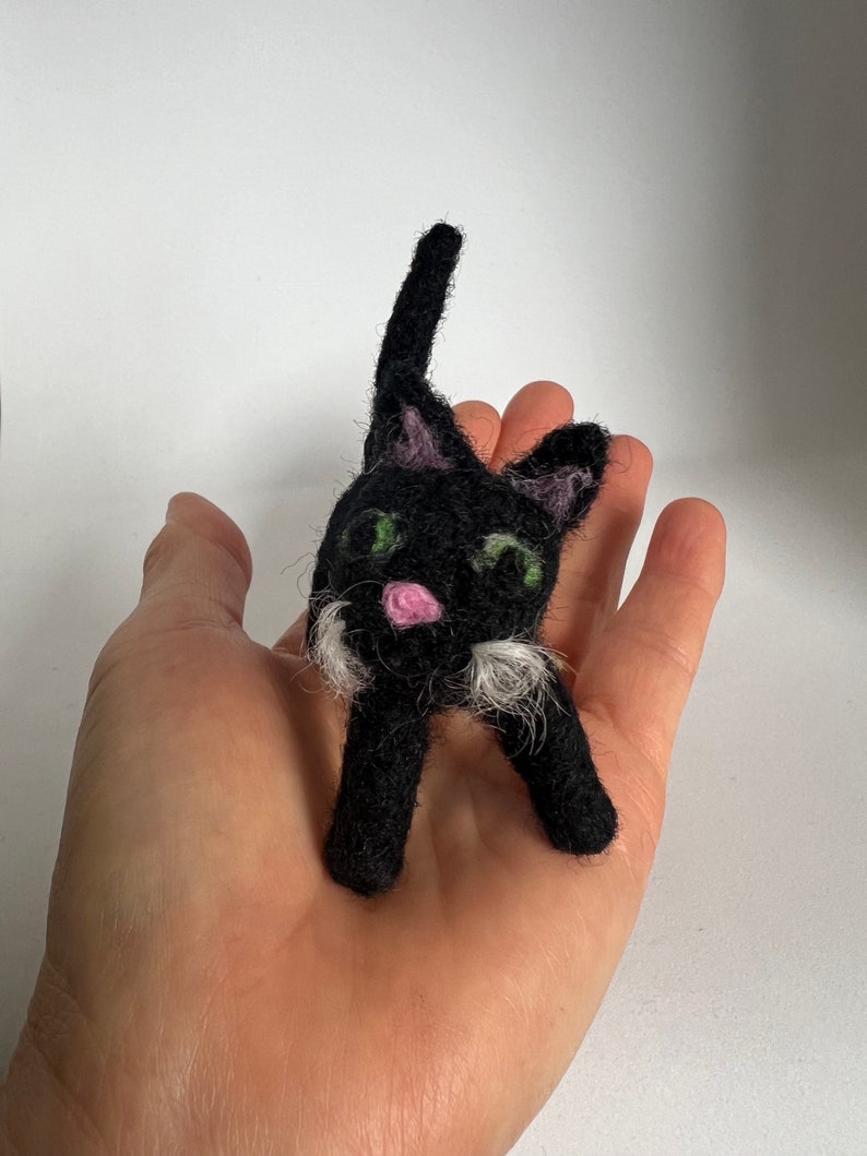Needle-felted Black Cat Sculpture - Etsy