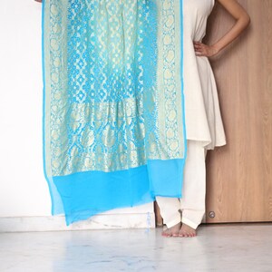 Two Toned Sky Blue Banarasi Bandhani Dupatta - Etsy Canada