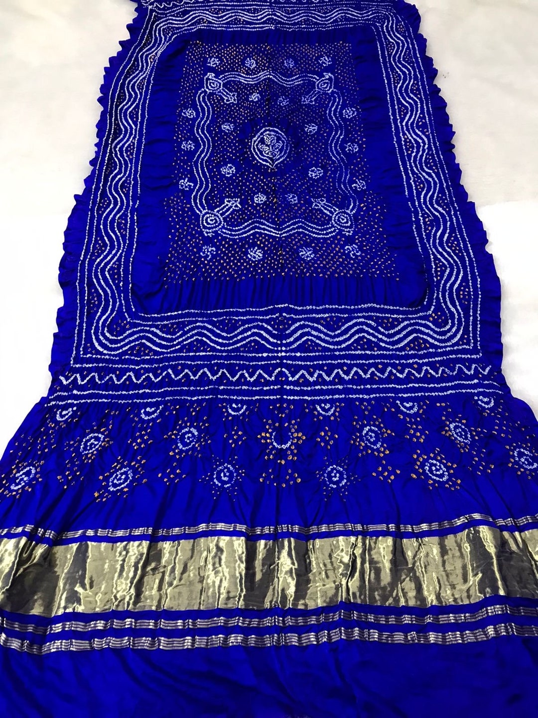 Gajji Silk Zari Cobalt Blue Bandhani Dupatta - 80 Grams Pure Silk ...