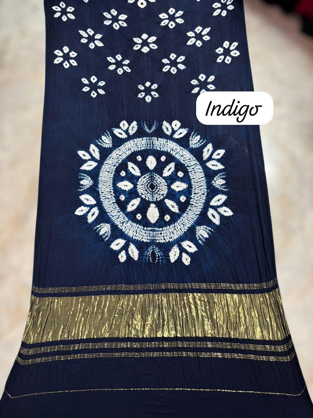Indigo Modal Silk Shibori Saree With Lagdi Patta Border - Etsy