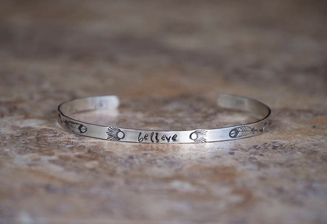 Inspiration Bracelet Cuff • Believe • Sterling Silver Inspirational ...