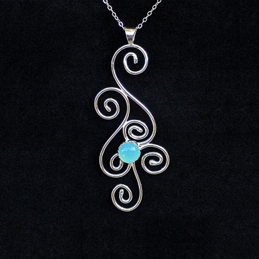 Custom Sterling Silver Pendant Necklace • Swirls • Gift • Anniversary ...