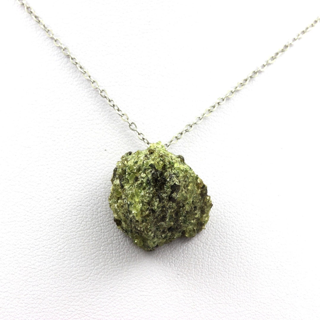 Raw Peridotite Necklace. 36.43 Cents. Mont Mézenc, Borée, Ardèche ...