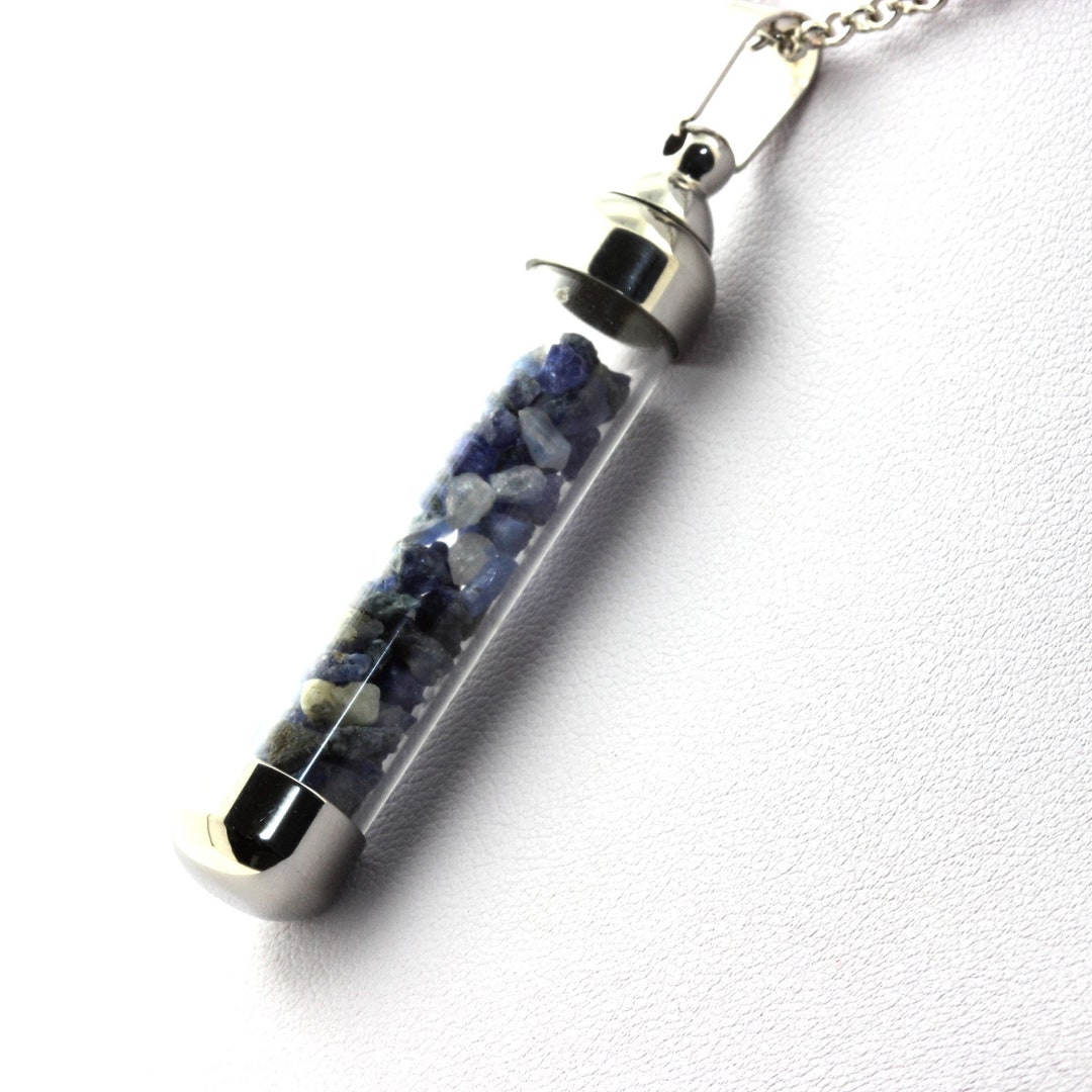 Raw Benitoite Necklace Tube Model 50 Mm. Original Natural Stone Pendant ...
