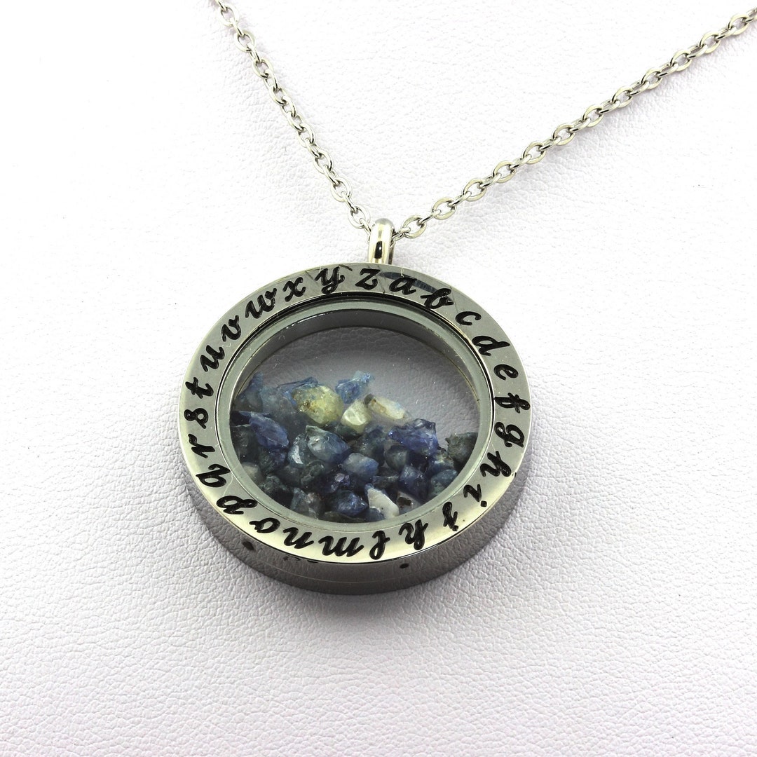 Raw Benitoite Necklace Alphabet Model. Original Natural Stone Pendant ...