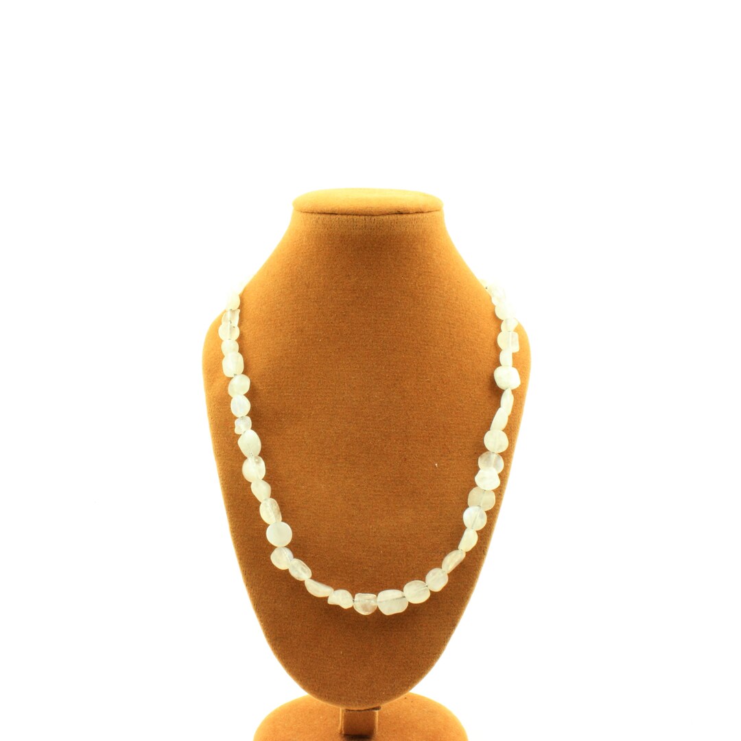 Indian Moonstone Beaded Necklace With Stainless Steel Chain. Necklace ...