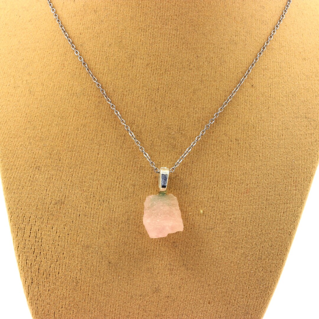 Raw Morganite Necklace. 9.0 Ct. Africa. Original Natural Stone Pendant ...