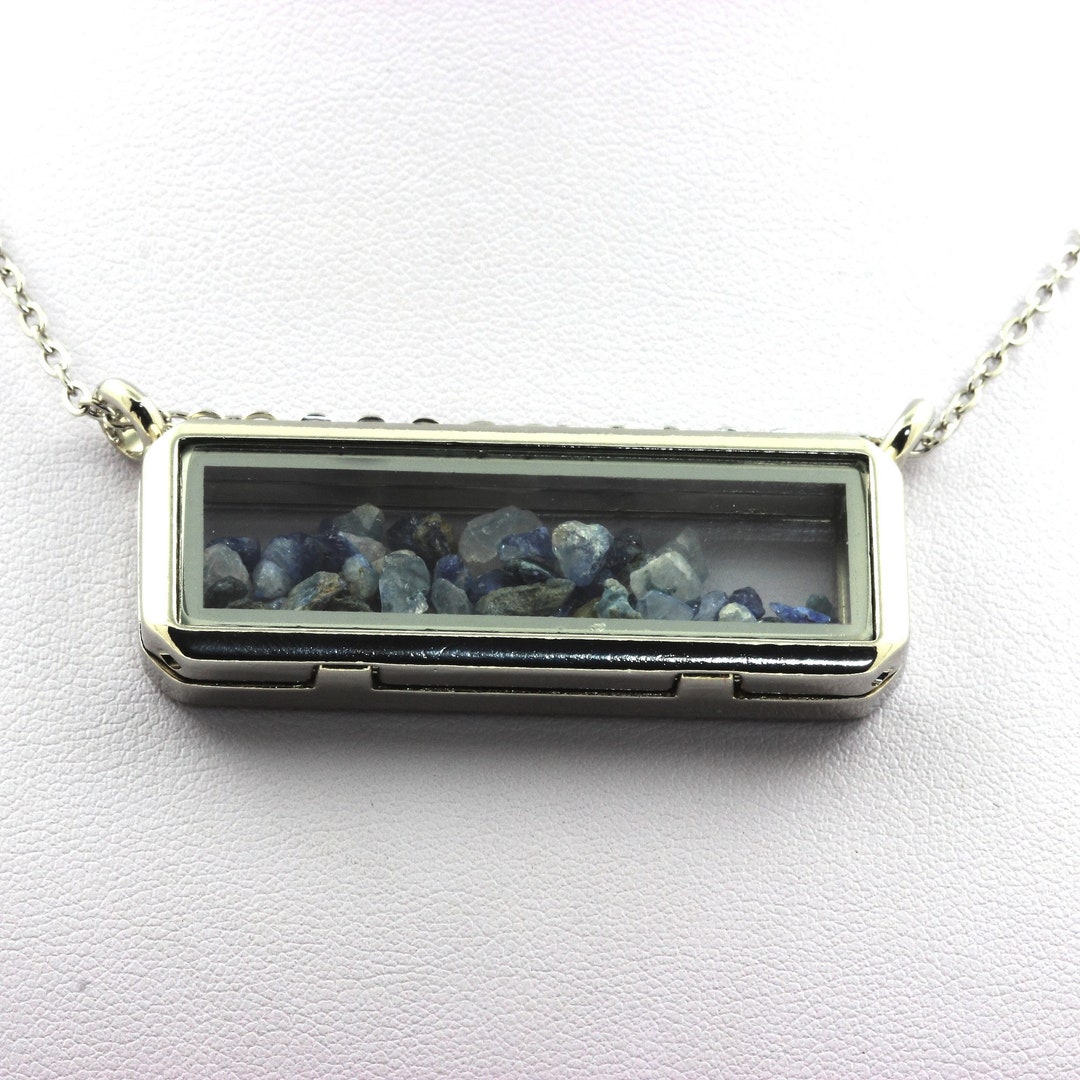 Raw Benitoite Necklace, Rectangle Model. Original Natural Stone Pendant ...