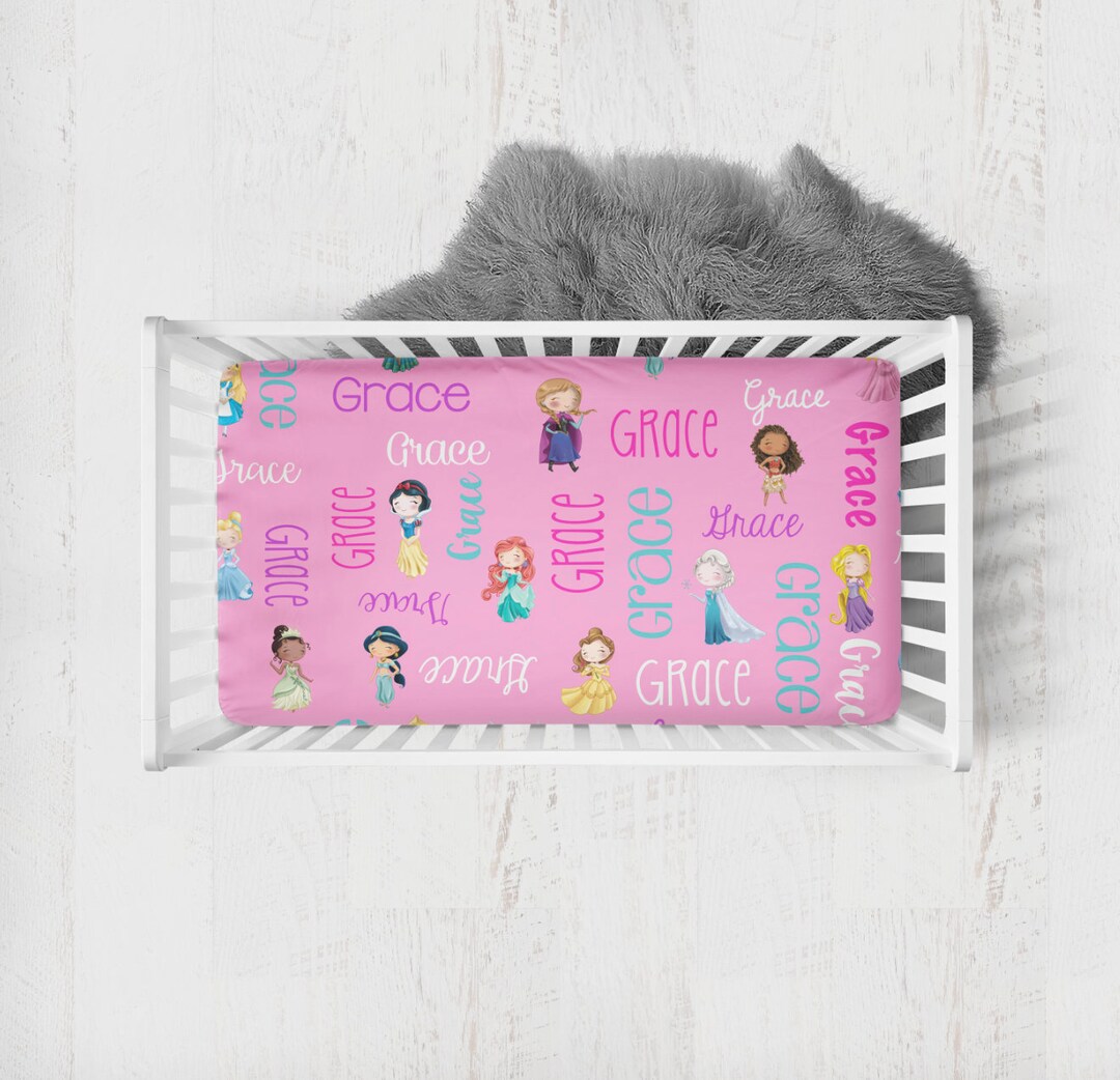 Personalized Crib Sheet, Personalized Princess Crib Sheet, Princess ...